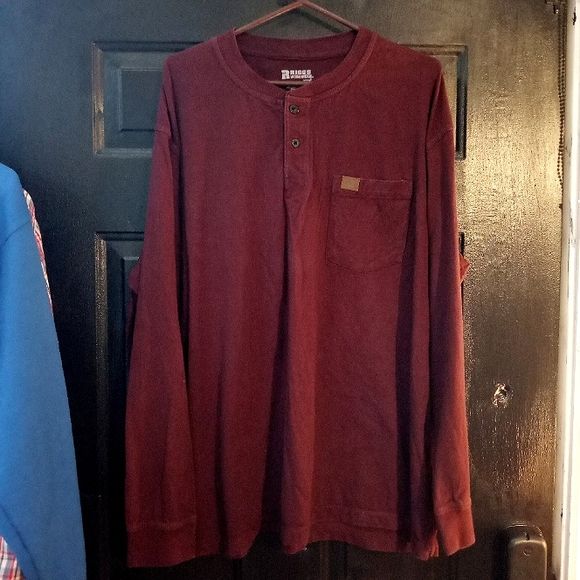 Wrangler | Shirts | Wrangler Riggs Shirt Mens Xxl Burgundy Henley Work ...